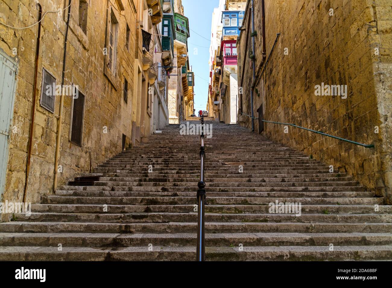 Typical Narrow Street with Stairs in Valletta, Malta Stock Photo - Alamy