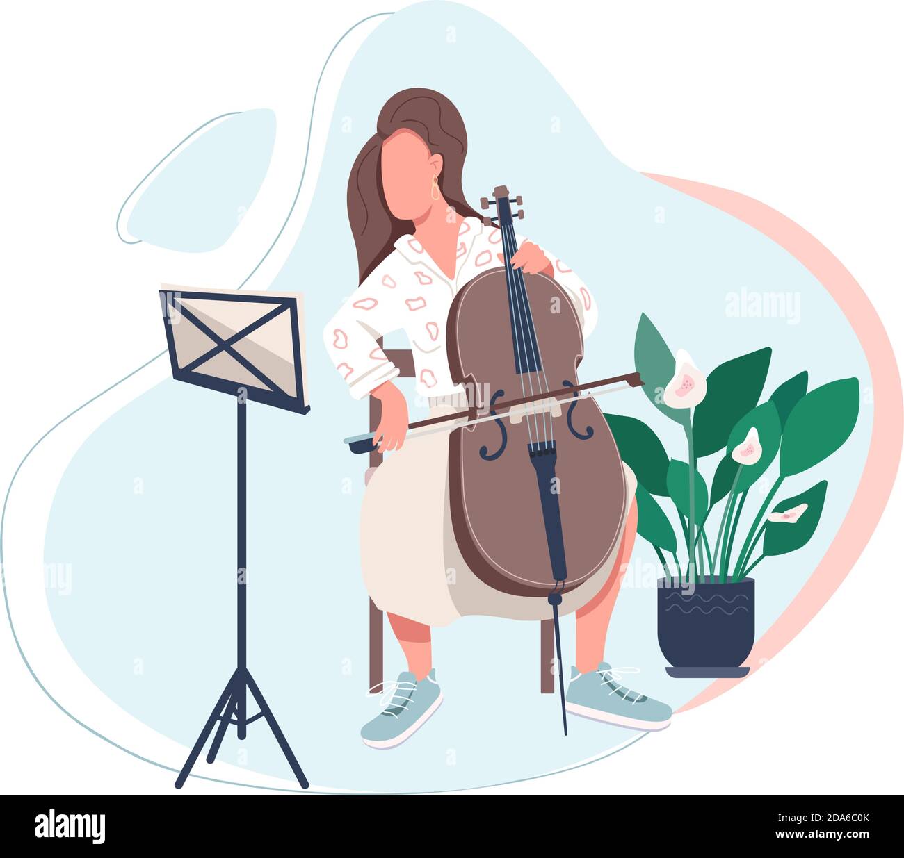 Cello player flat color vector faceless character Stock Vector Image ...