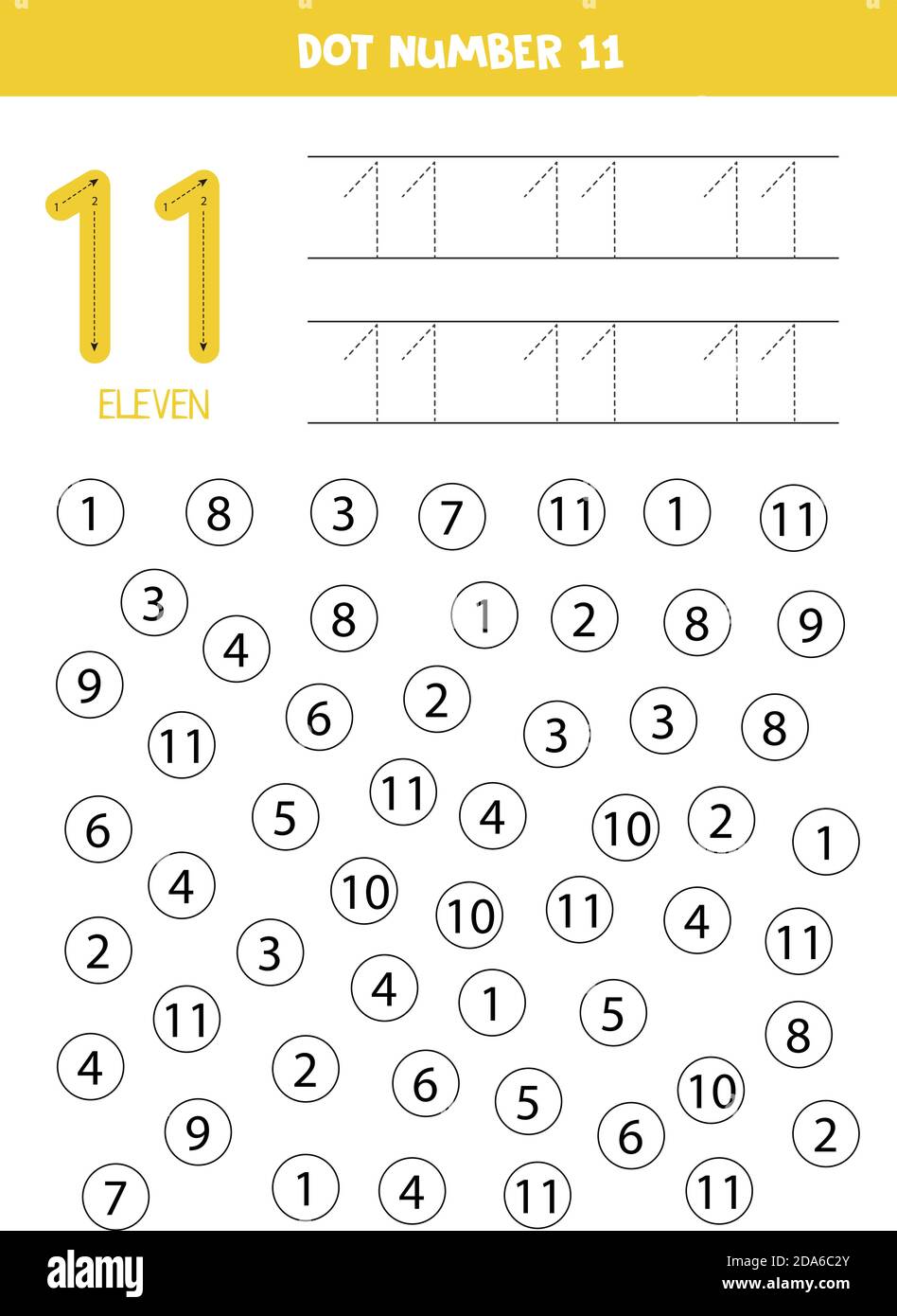 Dot or color all numbers 11. Educational game Stock Vector Image & Art ...