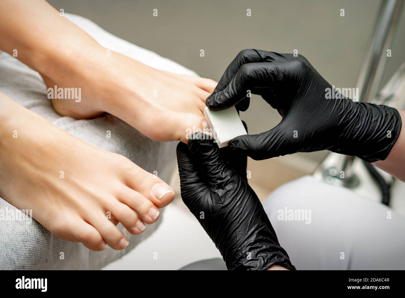 Woman nail buffing hi-res stock photography and images - Alamy
