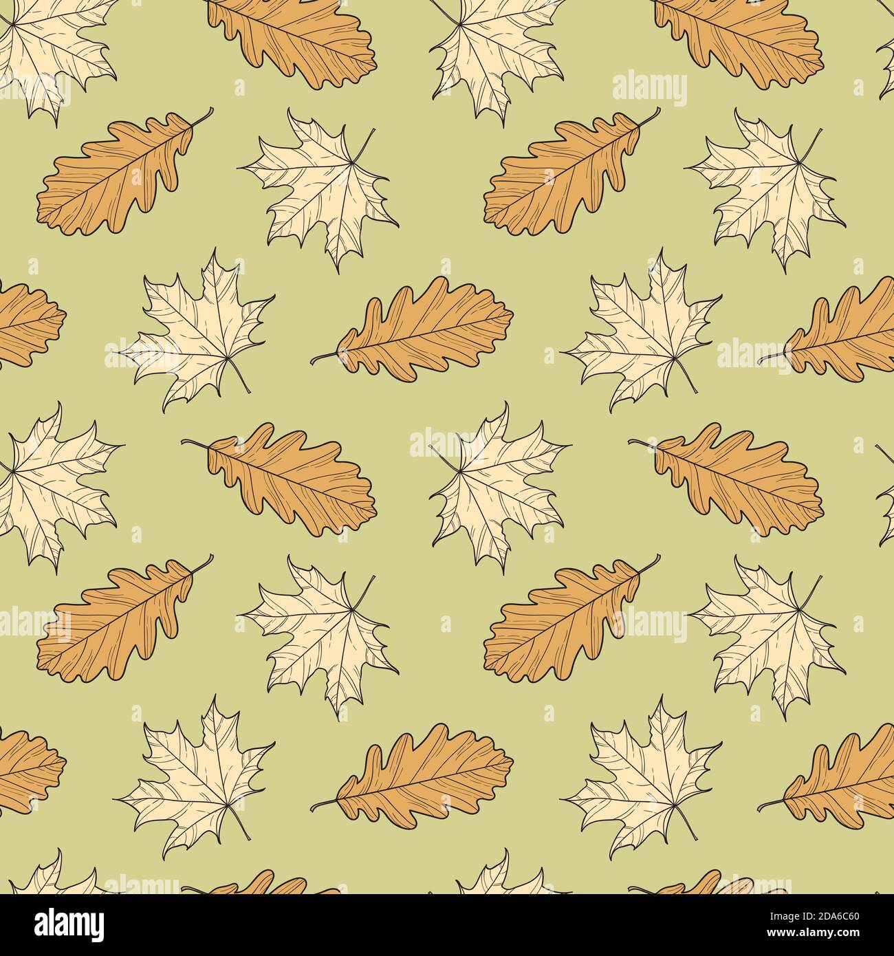 Acorn and maple leaves seamless autumn repeat pattern vector design ...