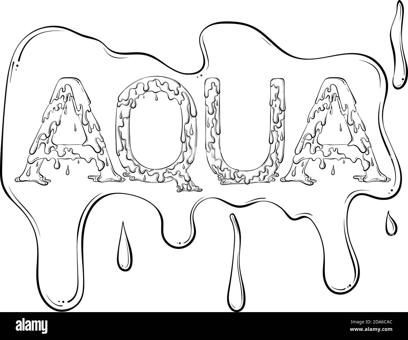 Lettering dripping word Aqua. Vector illustration isolated on white ...
