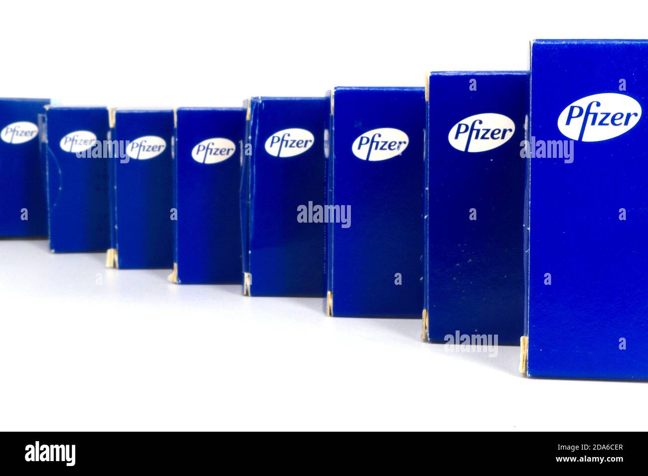 Pfizer logo on the medicine boxes. Pfizer inc. is an American ...