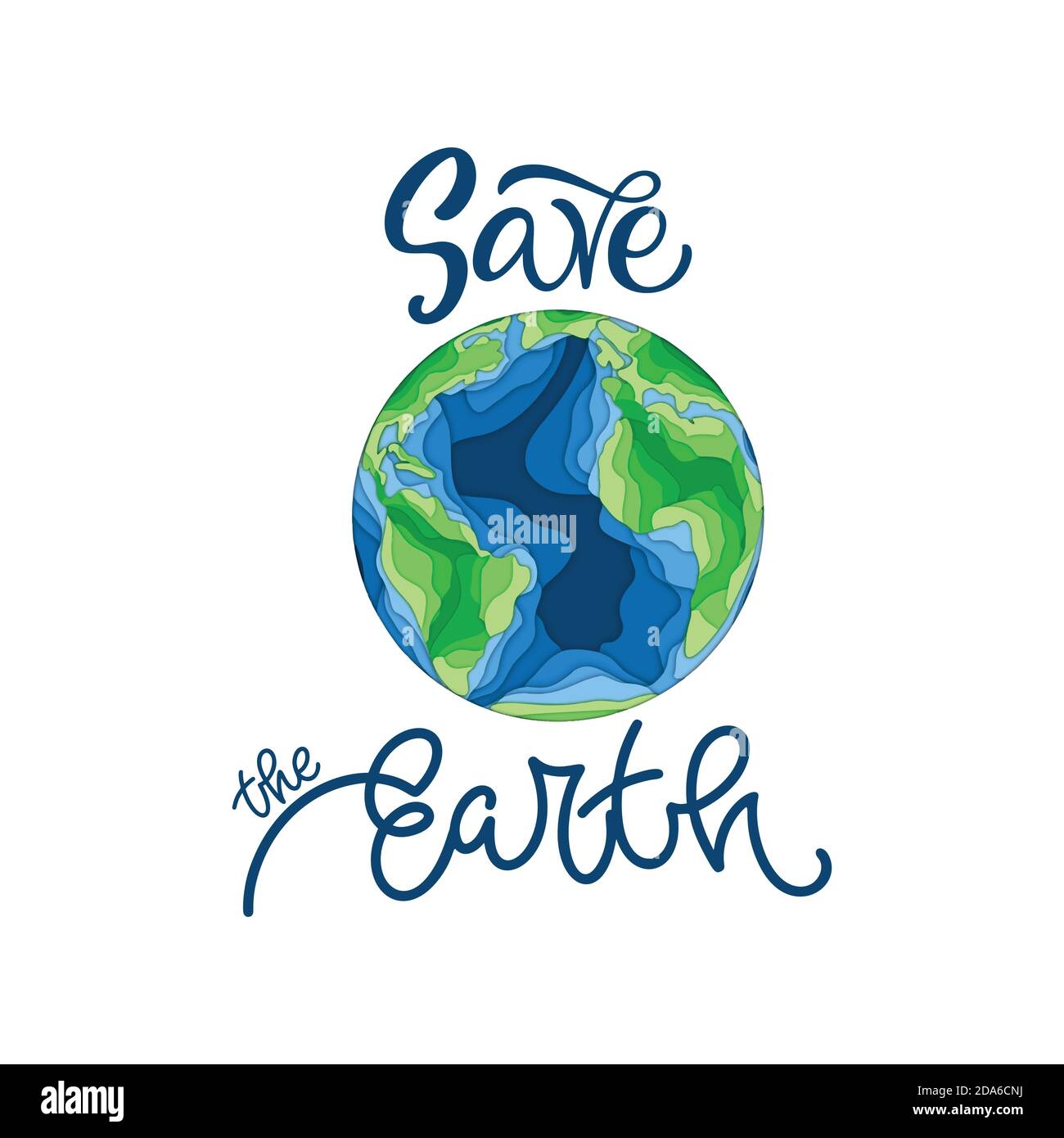 Save the Earth quote with planet. Hand lettering quote design for ...