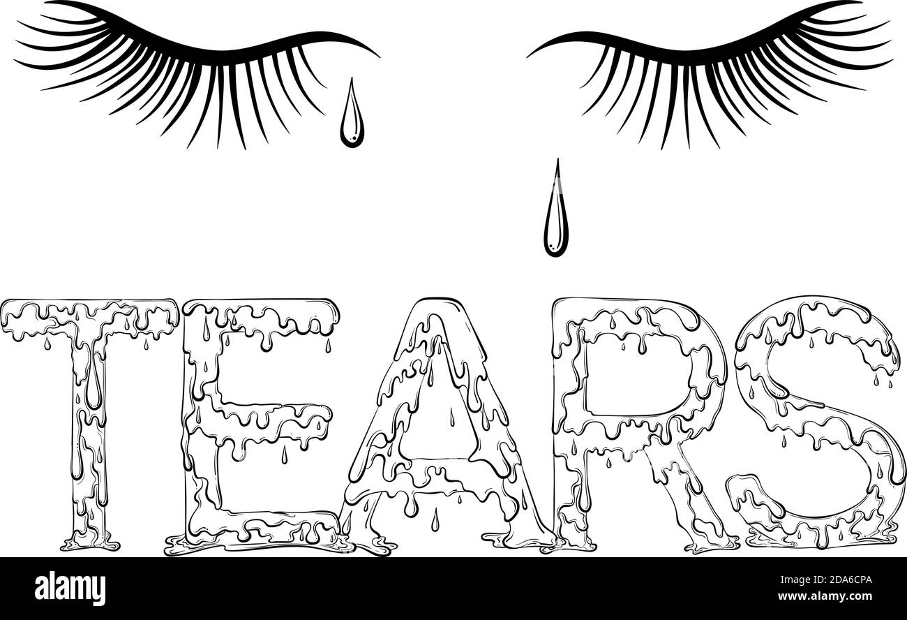Lettering dripping word Tears. Vector illustration isolated on white ...