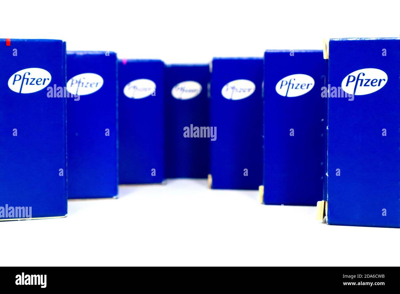Pfizer logo on the medicine boxes. Pfizer inc. is an American ...