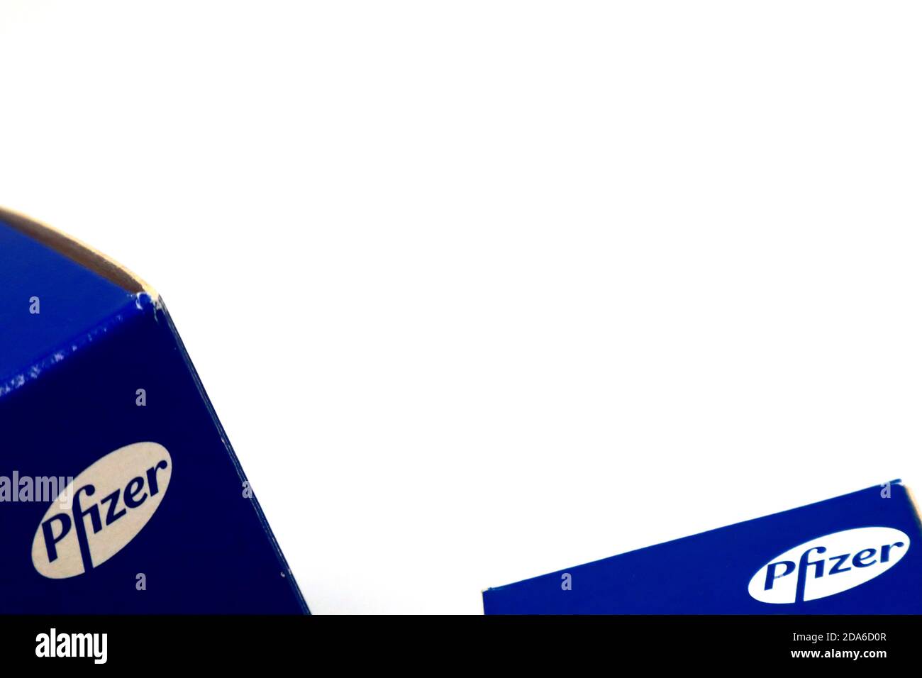 Pfizer logo on the medicine boxes. Pfizer inc. is an American ...