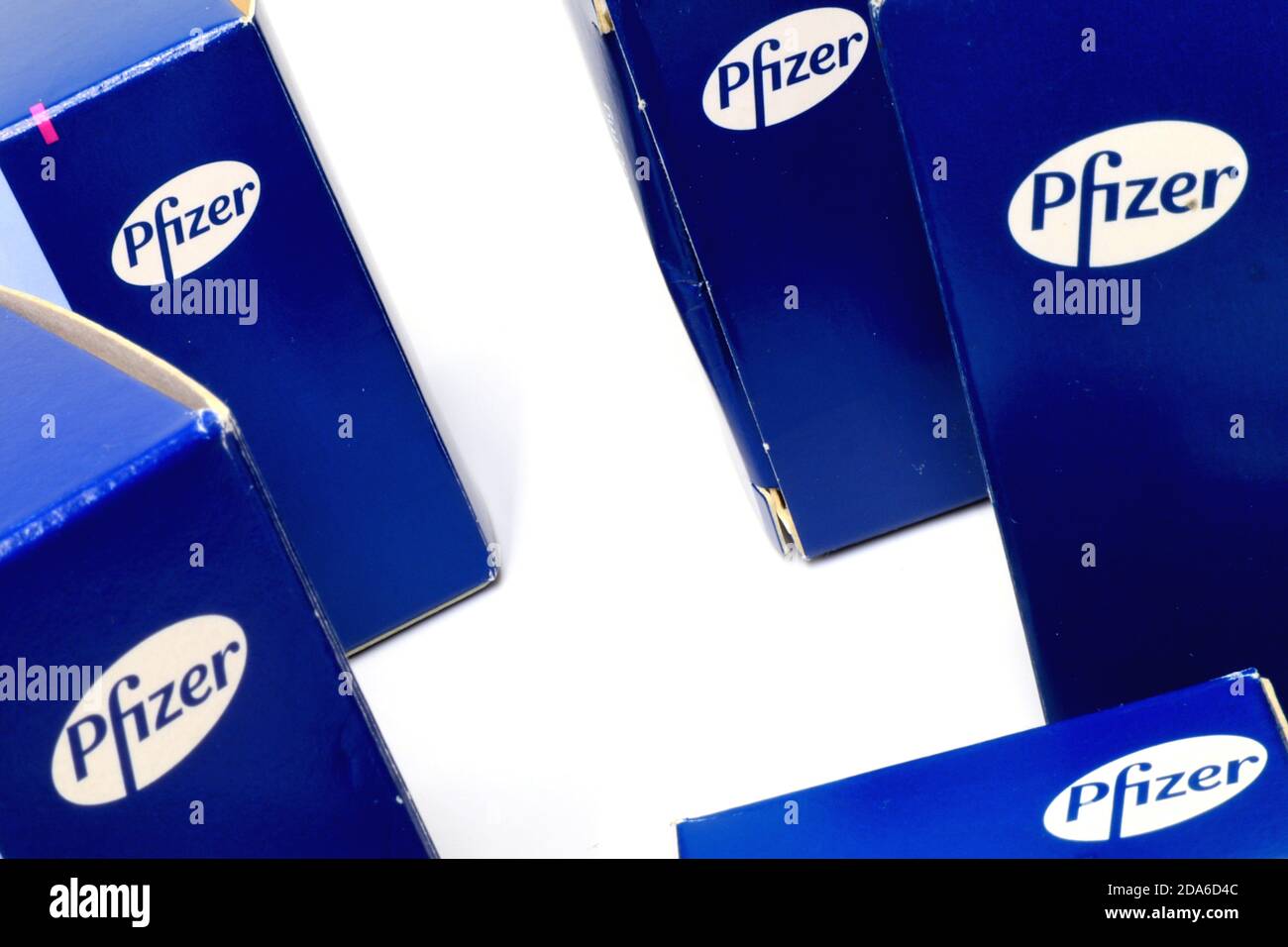 Pfizer logo on the medicine boxes. Pfizer inc. is an American ...
