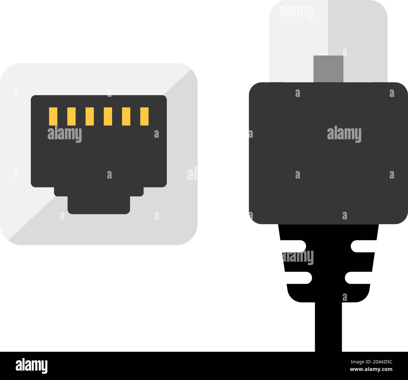 Lan cable and connector (plug) vector icon illustration Stock Vector ...