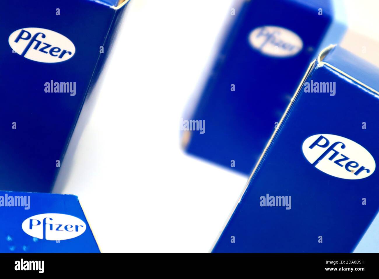 Pfizer logo on the medicine boxes. Pfizer inc. is an American ...