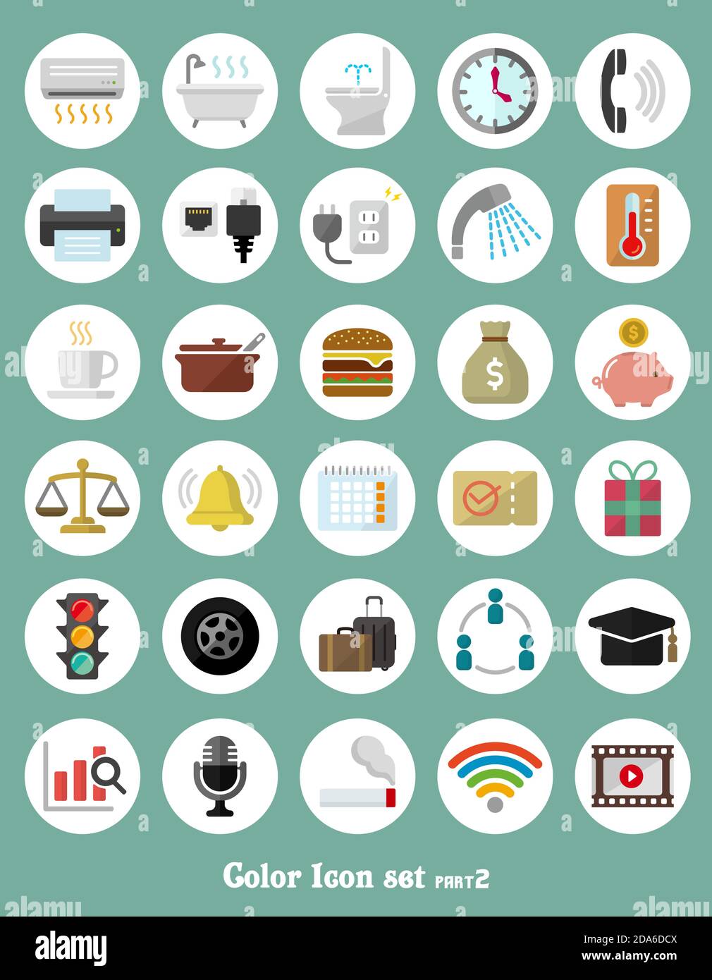 Flat color icon illustration set ( for web designing etc Stock Vector ...