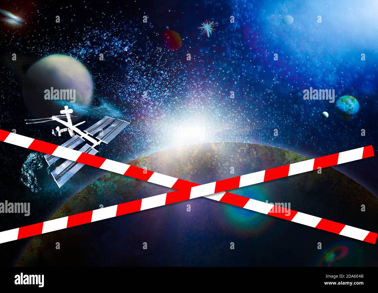 Quarantine Zone Warning Tape, Do Not Cross Concept. Red and white ...