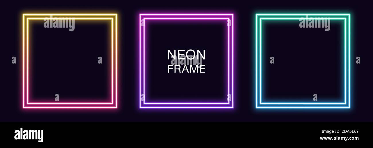 Gradient neon square frame Stock Vector Images - Alamy