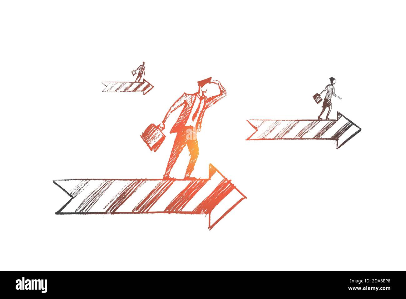 Hand drawn business people on arrow with Stock Vector Image & Art - Alamy