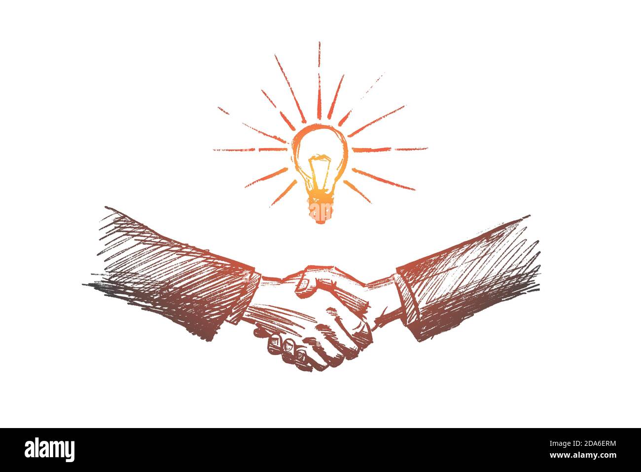 Hand drawn handshake with business idea Stock Vector Image & Art - Alamy