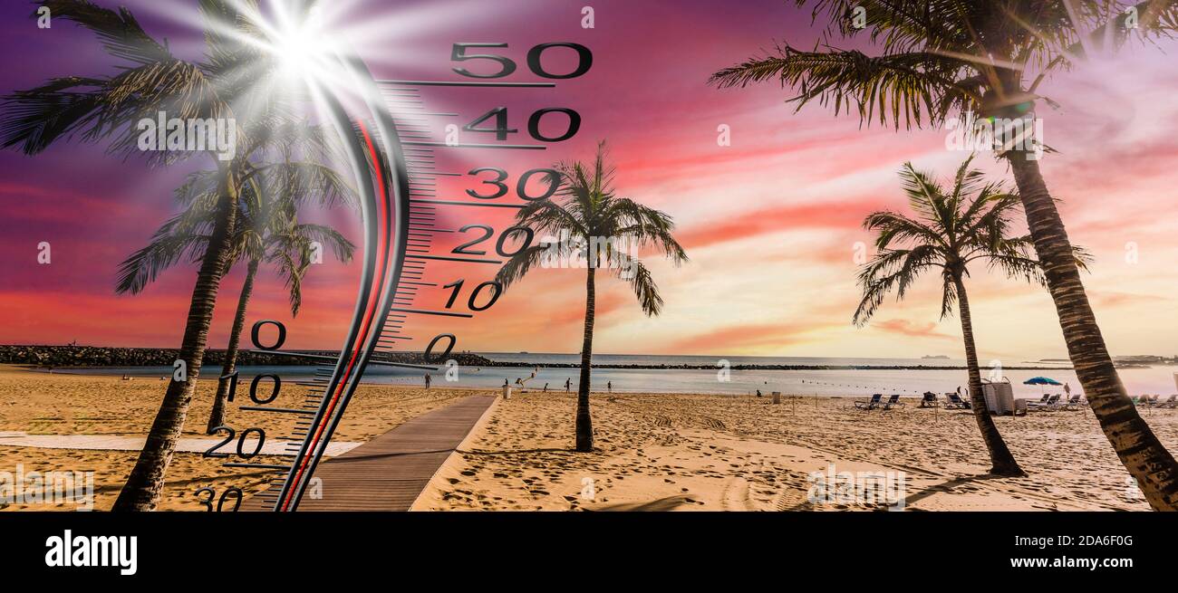Summer thermometer on beach and free space for your decoration Stock ...