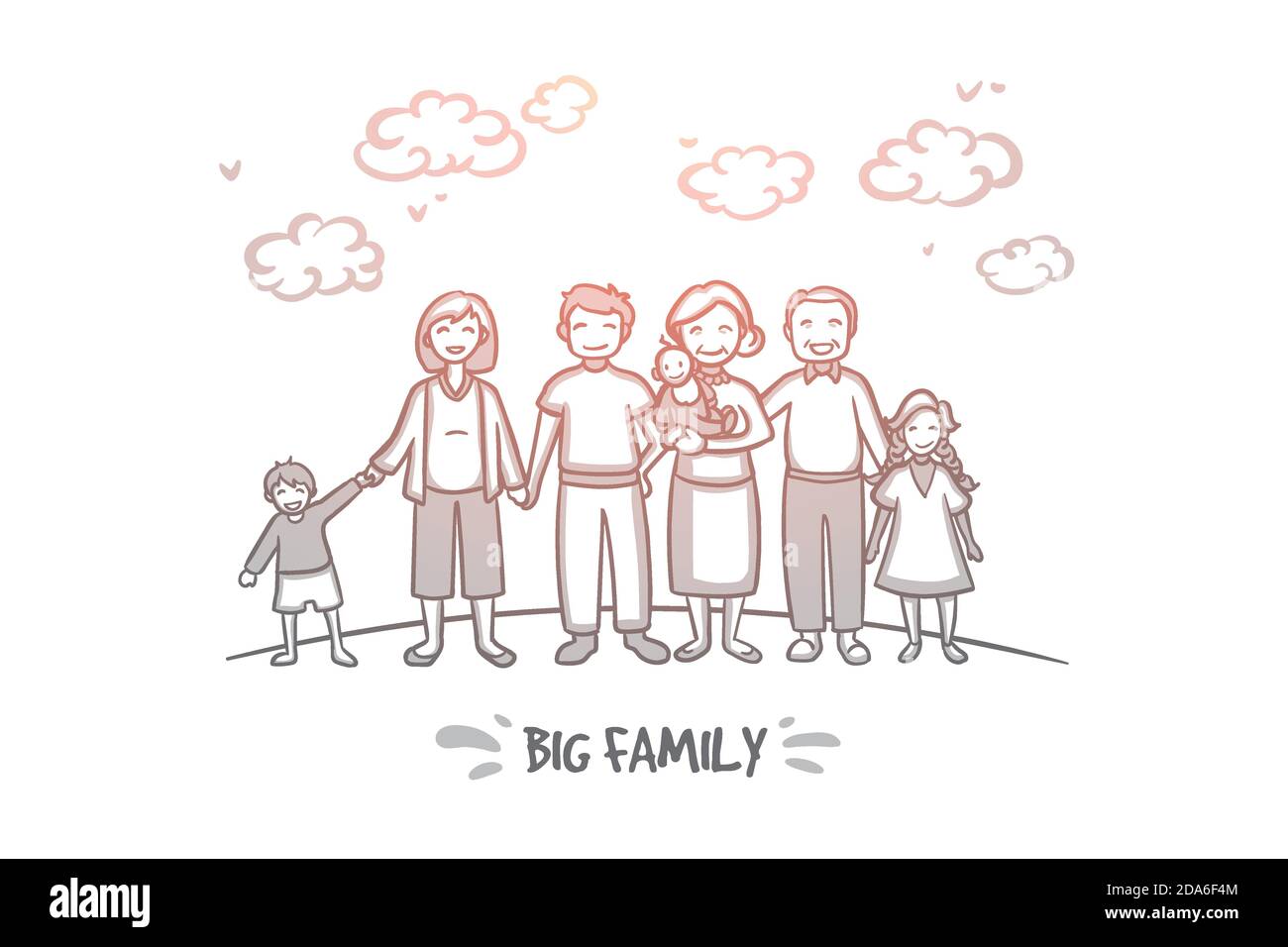 Big family concept. Hand drawn isolated vector Stock Vector Image & Art ...