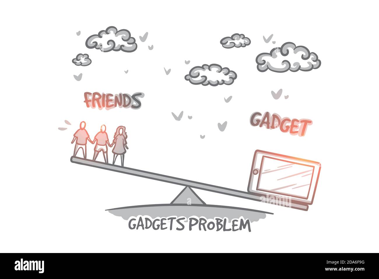Gadgets problem concept sketch - isolated vector illustration Stock ...