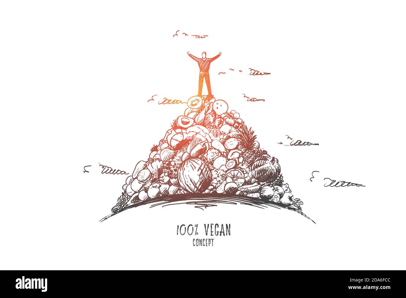 Vegan concept. Hand drawn isolated vector Stock Vector Image & Art - Alamy