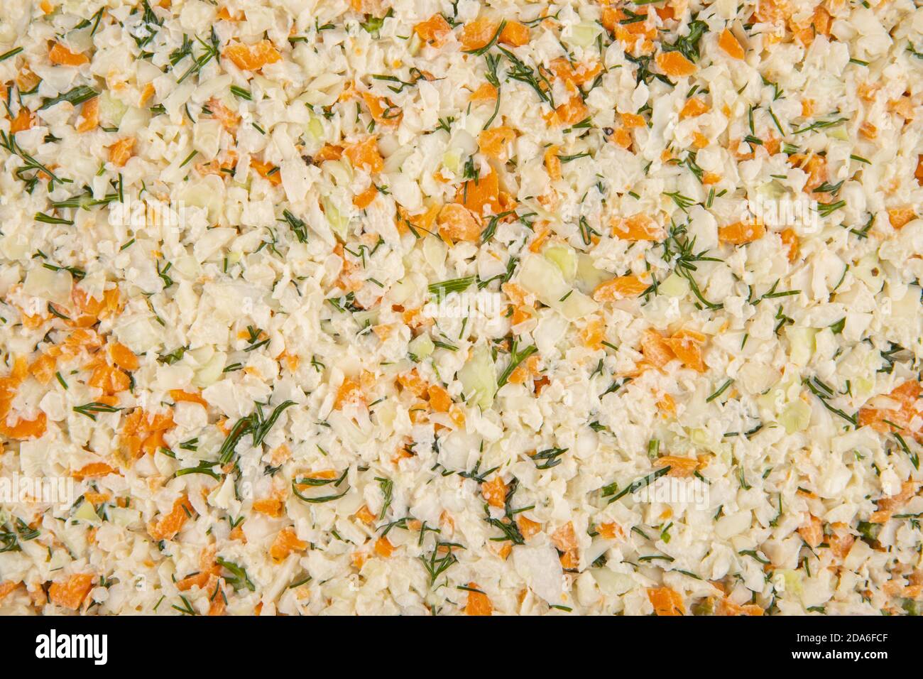 Vegetable salad texture - top view and closeup of mixed vegetables ...