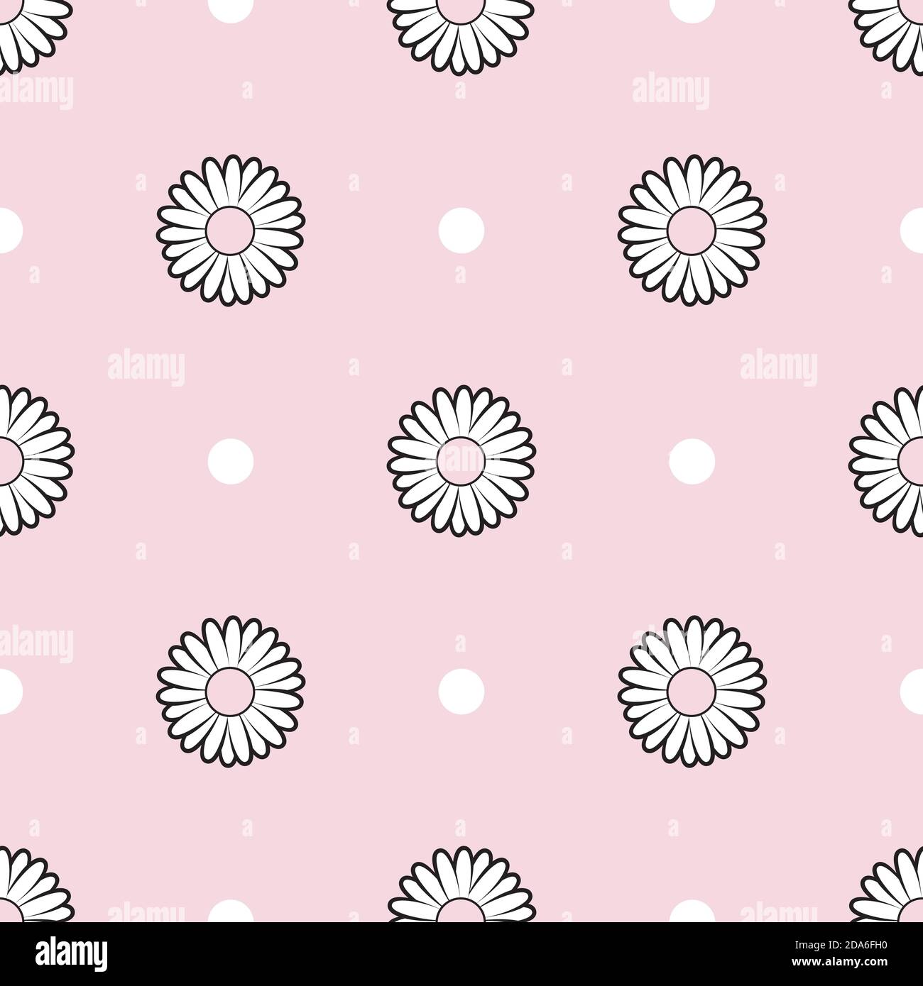 Cute daisy pink floral pattern with dots. Pastel pink flower pattern ...