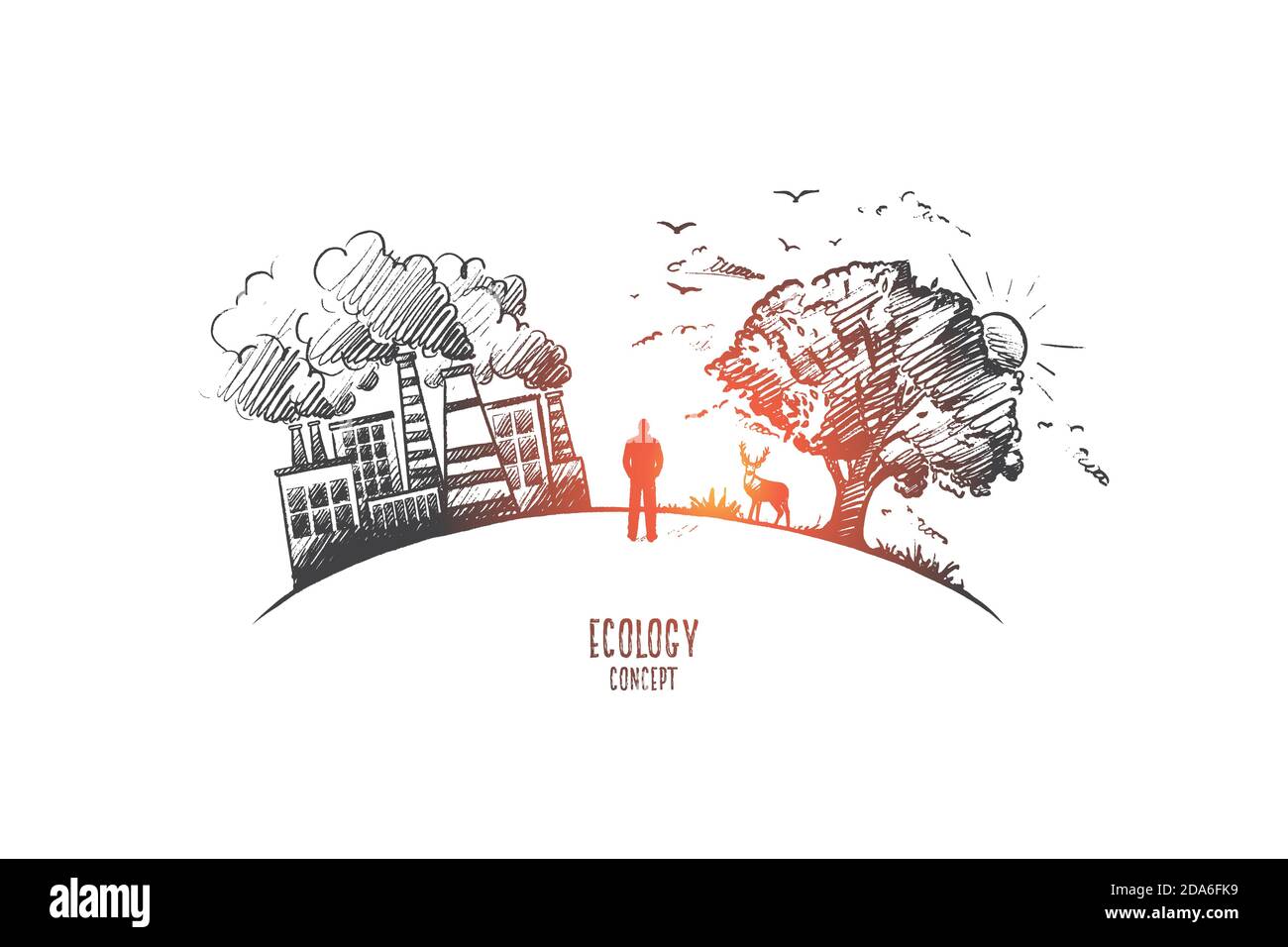 Ecology concept. Hand drawn isolated vector Stock Vector Image & Art ...