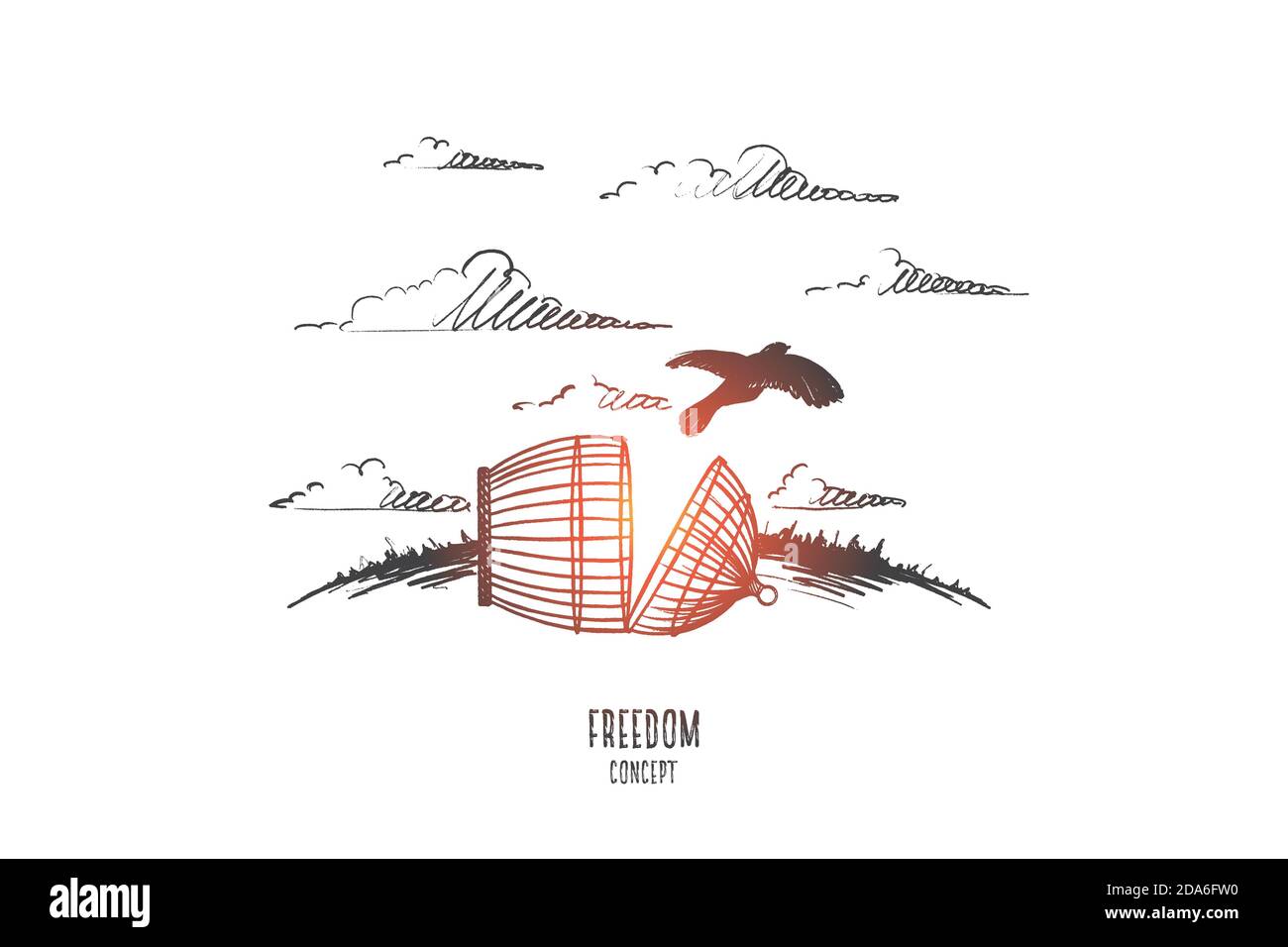 Freedom concept. Hand drawn isolated vector Stock Vector Image & Art ...
