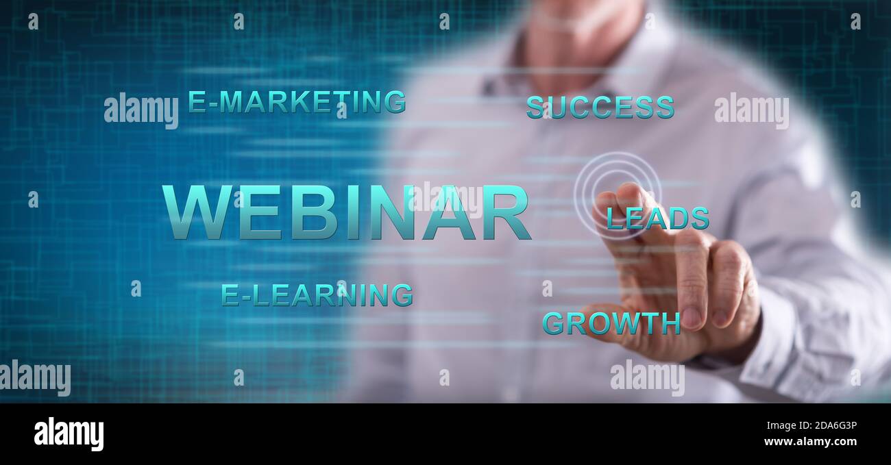 Man touching a webinar concept on a touch screen with his finger Stock ...