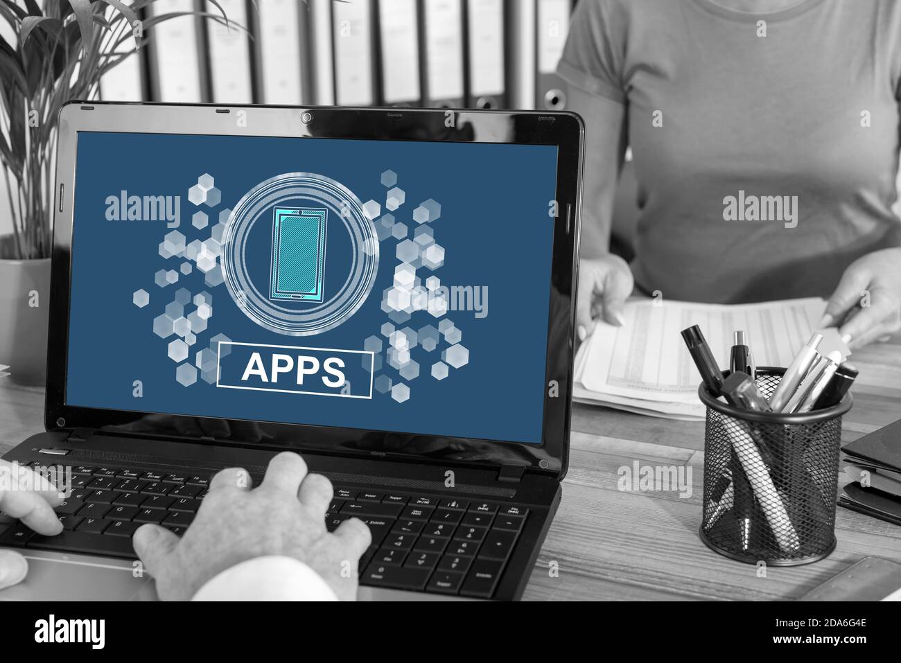 Laptop screen with apps concept Stock Photo - Alamy