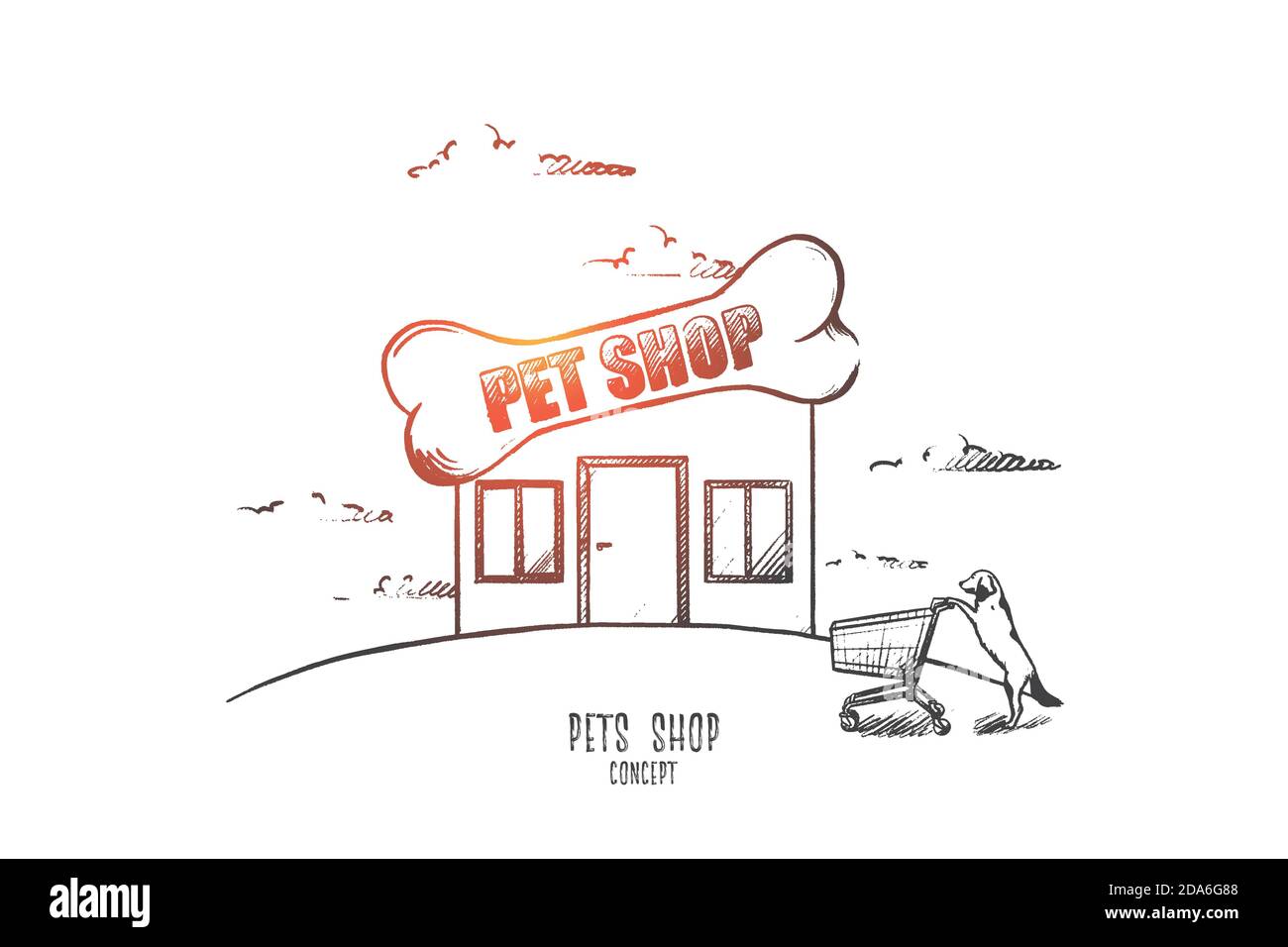 Pets shop concept. Hand drawn isolated vector Stock Vector Image & Art ...