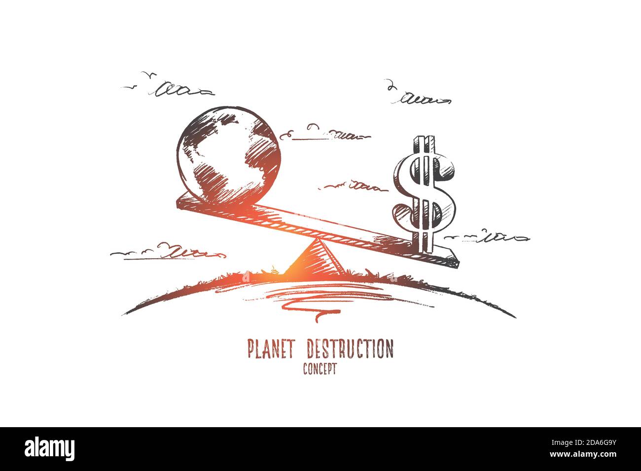 Planet destruction concept. Hand drawn isolated vector Stock Vector ...