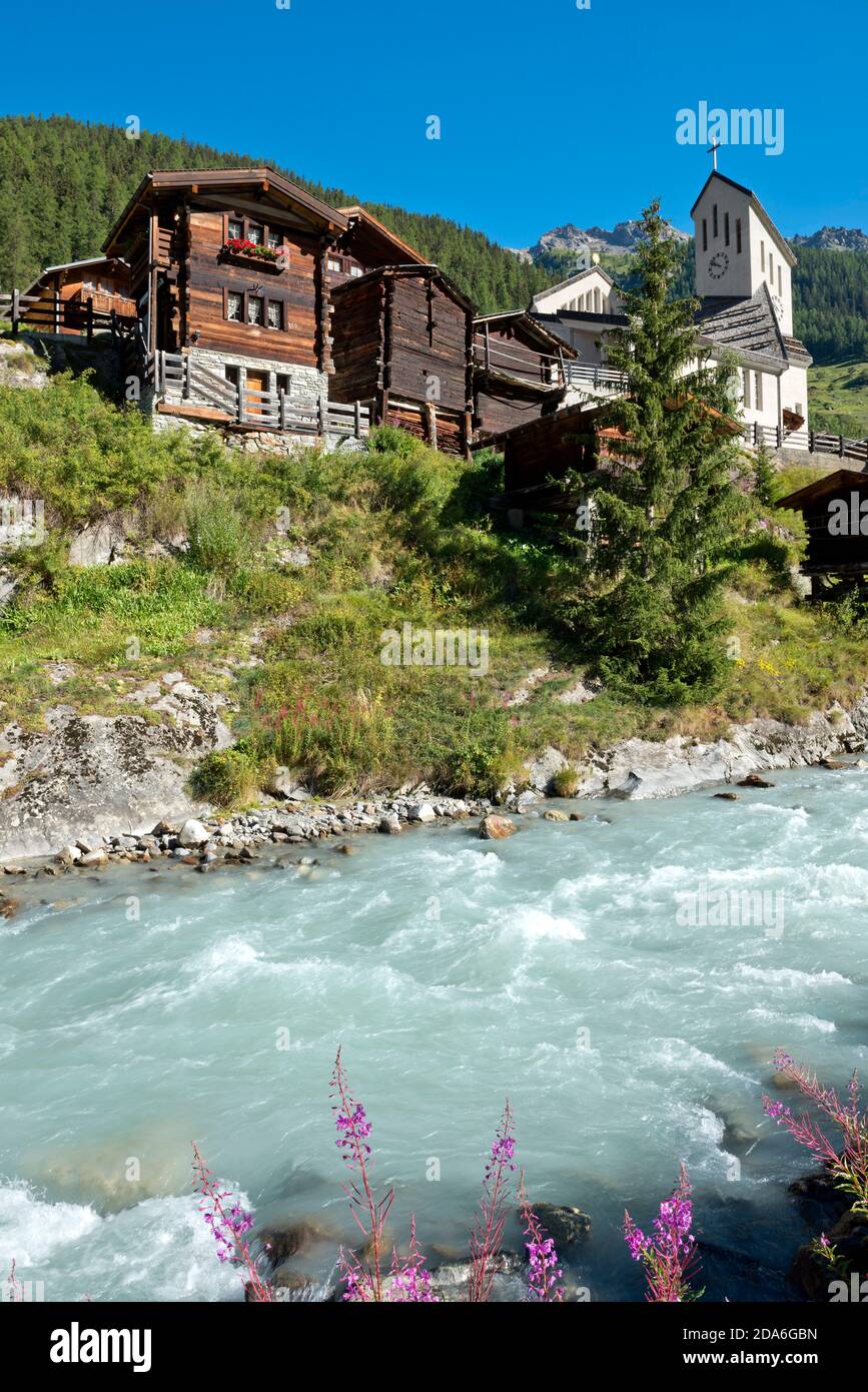 Switzerland, Valais, Wallis, Lötschental, Blatten, rivière, Fluss ...