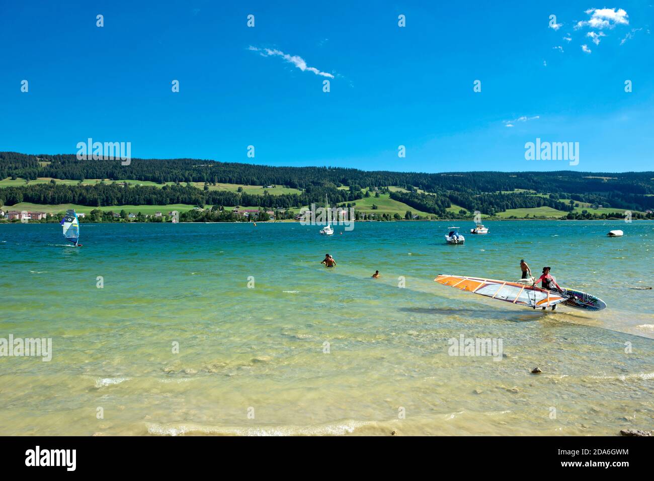 Switzerland, Vaud, Waadt, Vallée de Joux, Parc Jura vaudois, Lac de ...