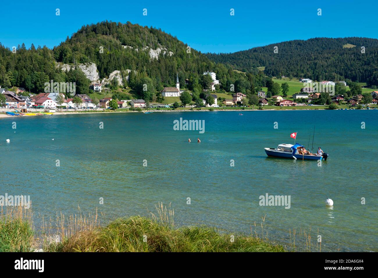 Switzerland, Vaud, Waadt, Vallée de Joux, Parc Jura vaudois, Lac de ...