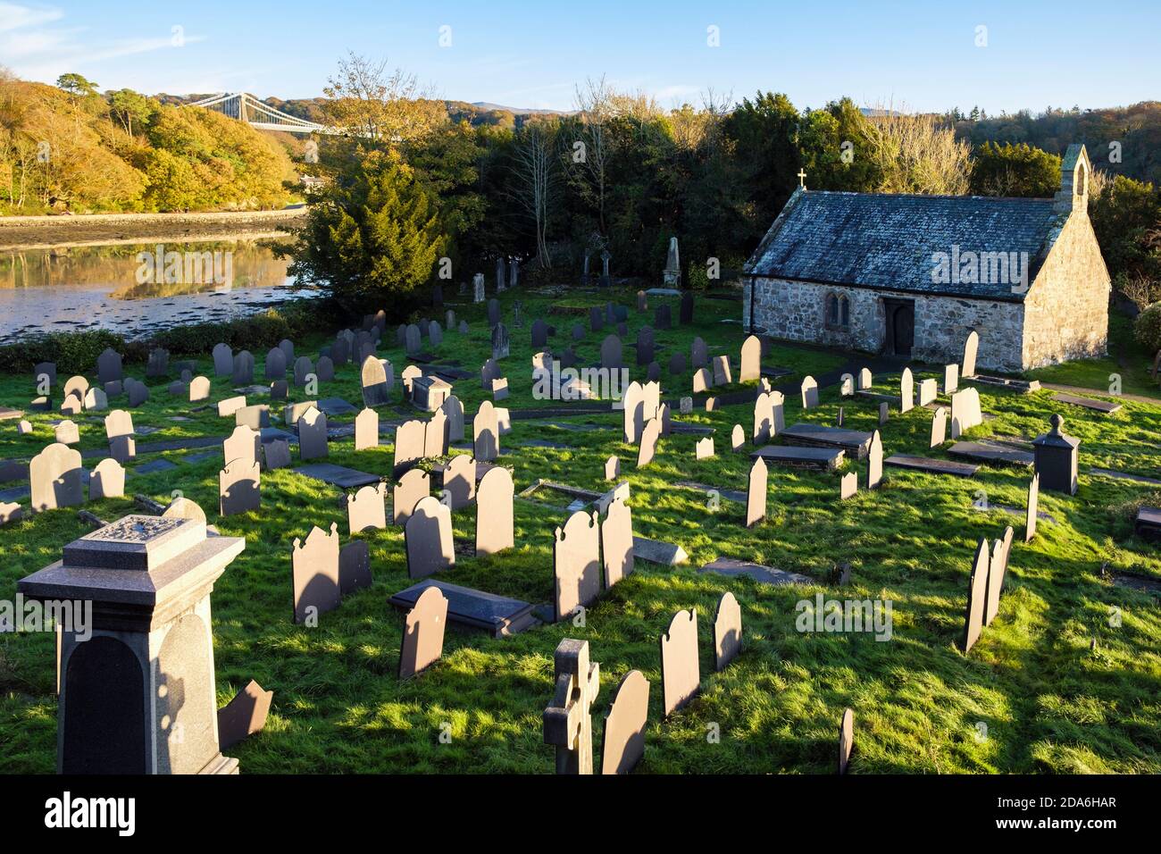 Church island menai bridge anglesey north wales uk autumn hi-res stock ...