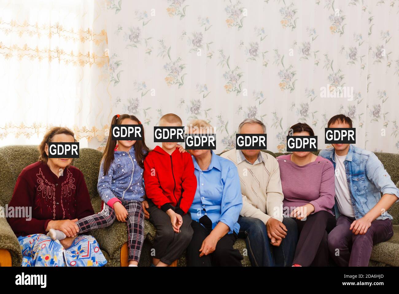 a large family of people behind the inscription GDPR. General data ...