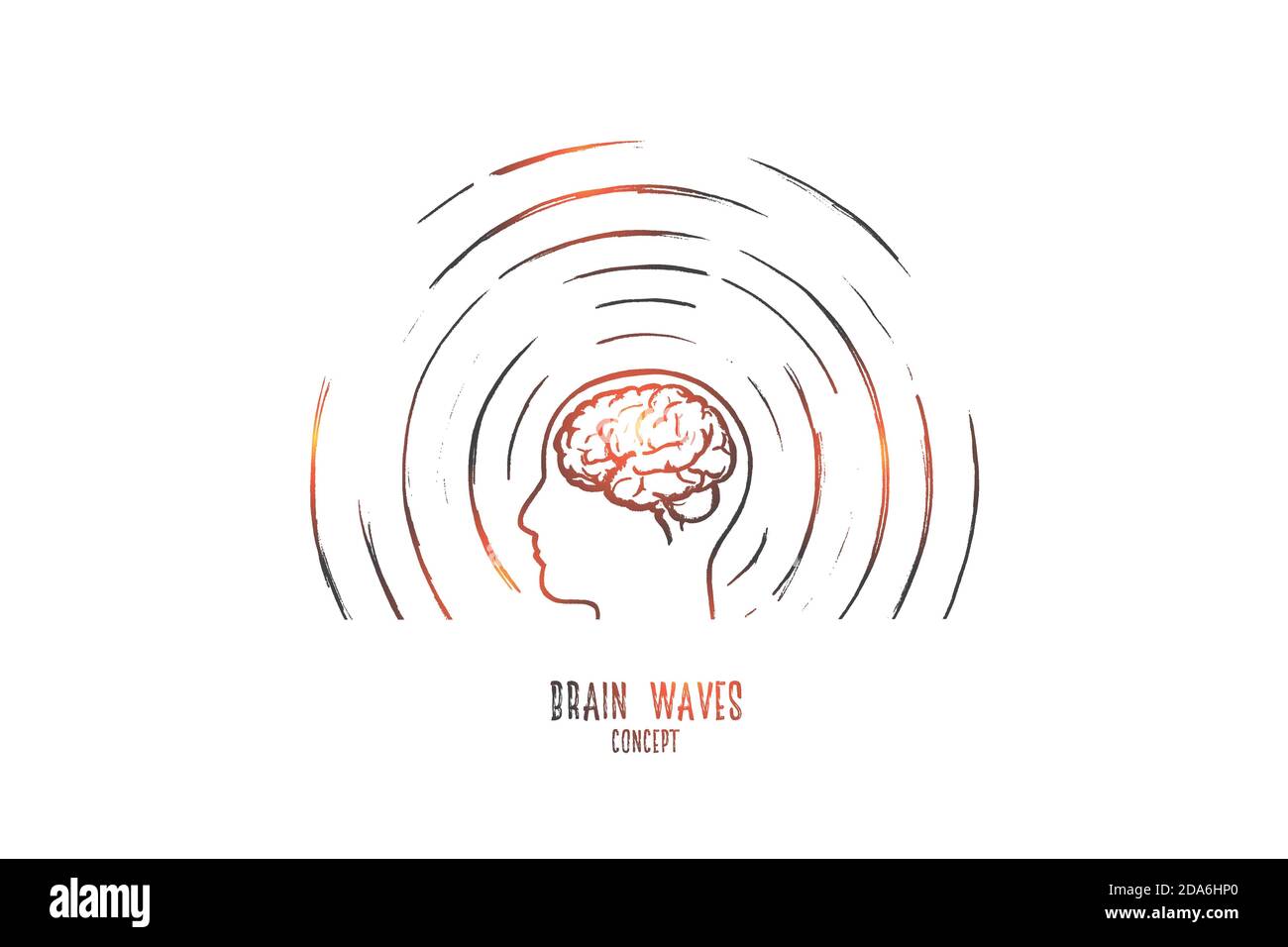 Brain waves concept. Hand drawn isolated vector Stock Vector Image ...
