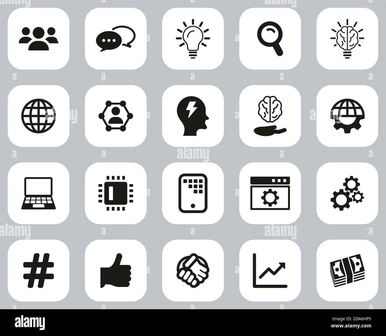 Research & Development Process Icons Black & White Flat Design Set Big ...