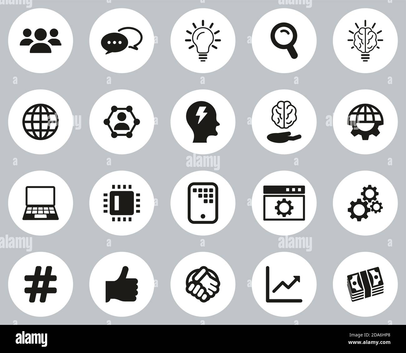 Research & Development Process Icons Black & White Flat Design Circle Set Big Stock Vector Image ...