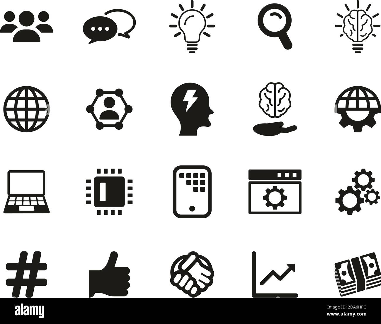 Research & Development Process Icons Black & White Set Big Stock Vector ...