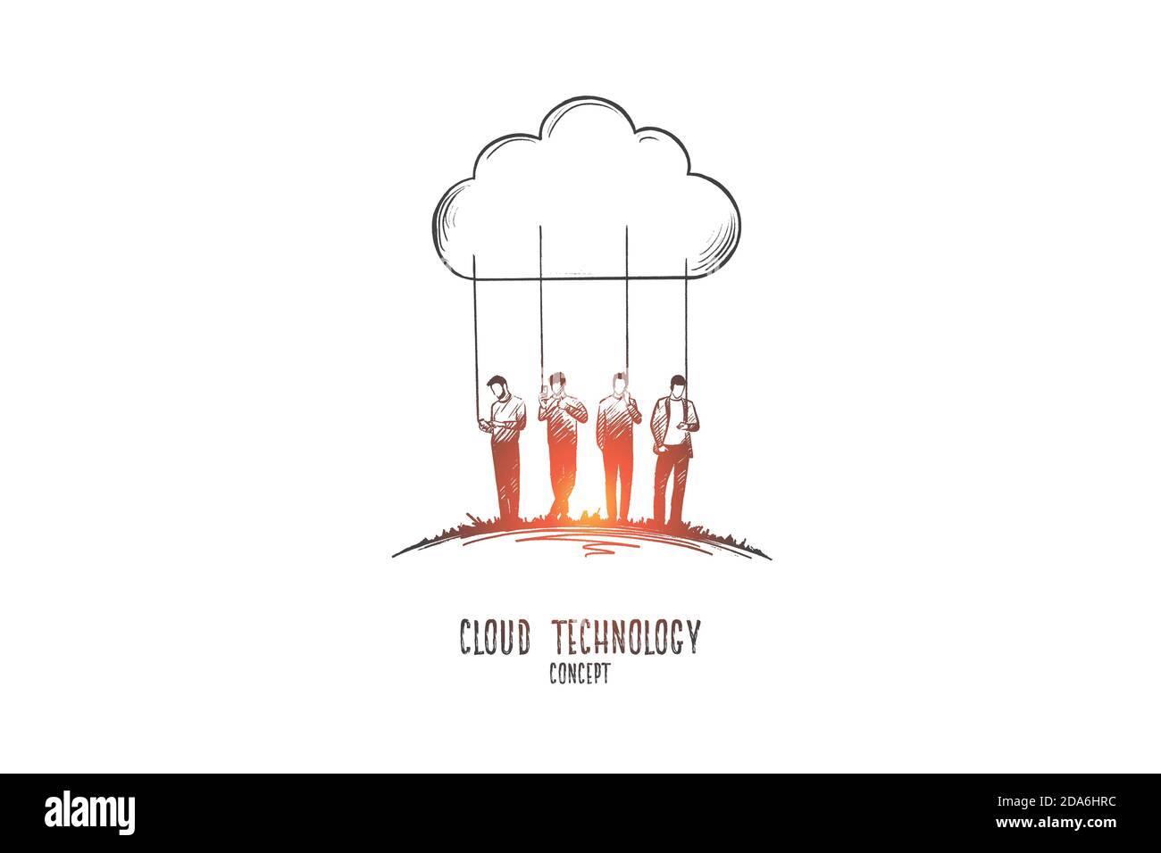 Cloud technology concept. Hand drawn isolated vector Stock Vector Image ...