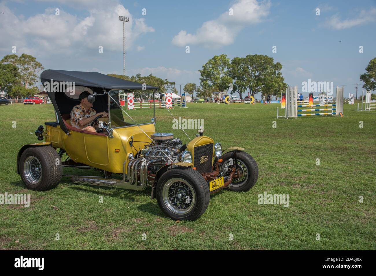 Darwin, NT, Australia-July 27,2018: Gold Ford Model T roadster hotrod ...