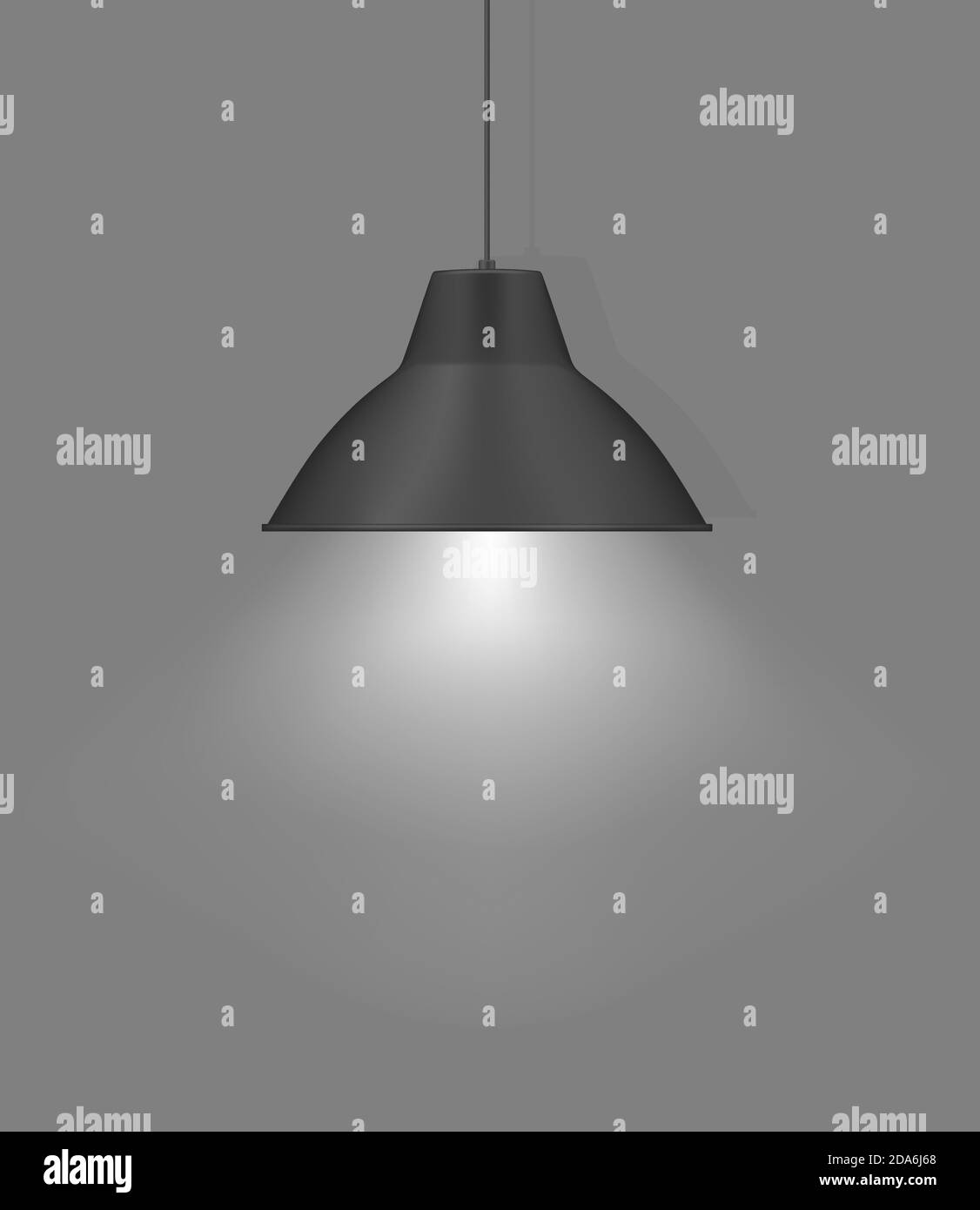 Hanging pendant lamp. Modern interior light. Chandelier with gray metal ...