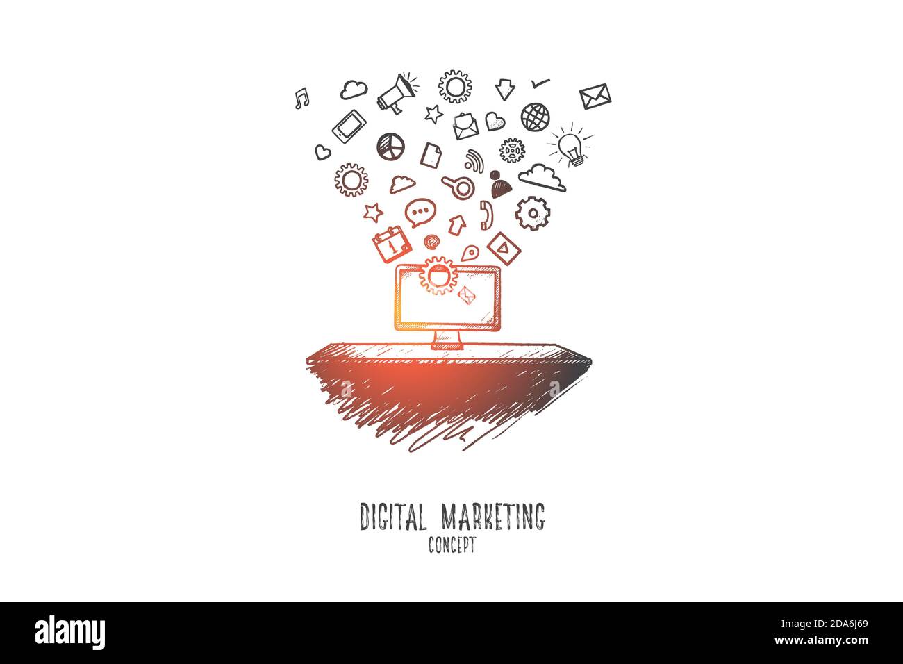 Digital marketing concept. Hand drawn isolated vector Stock Vector ...