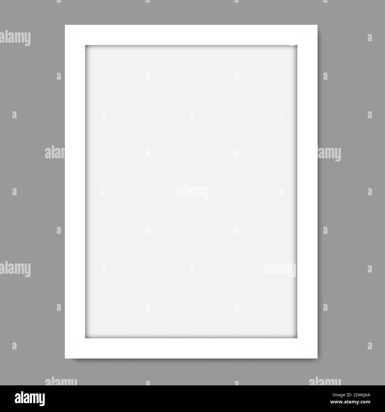 Blank white photo or picture frame on wall, realistic vector mockup ...