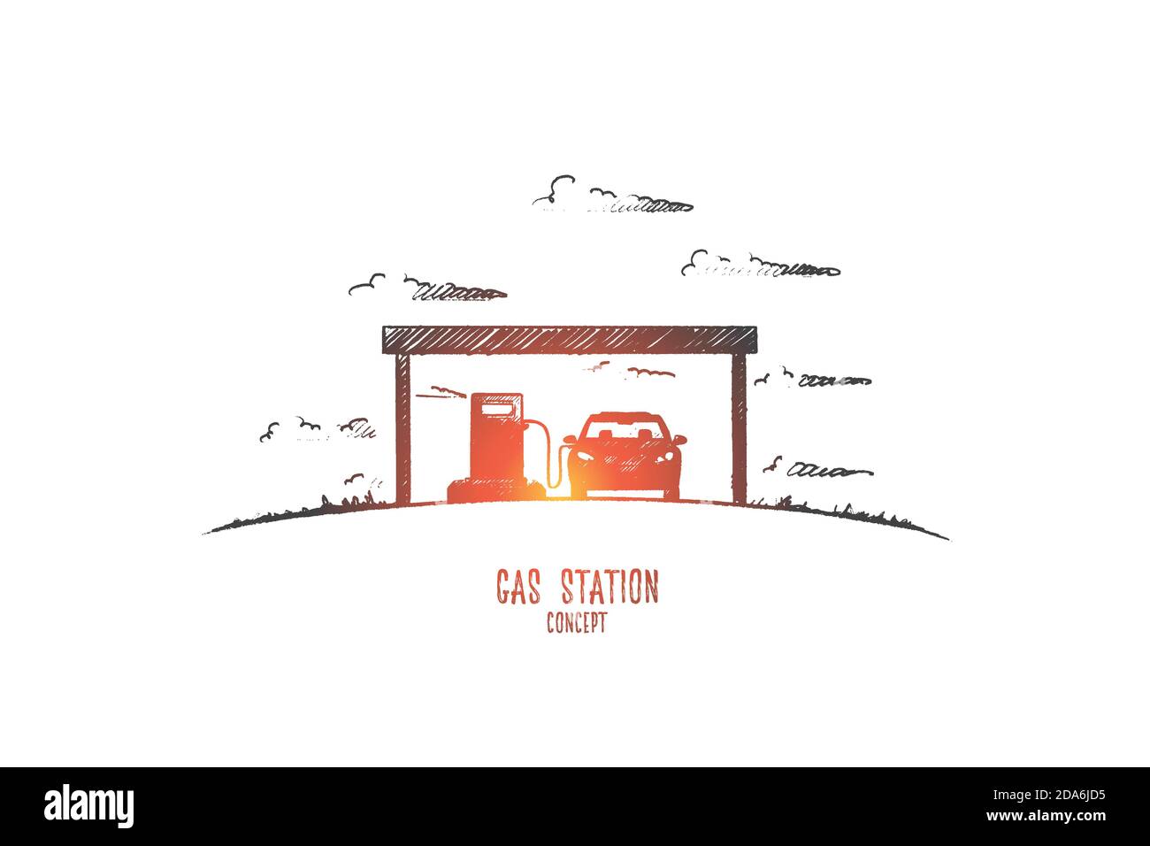 Gas station concept. Hand drawn isolated vector Stock Vector Image ...