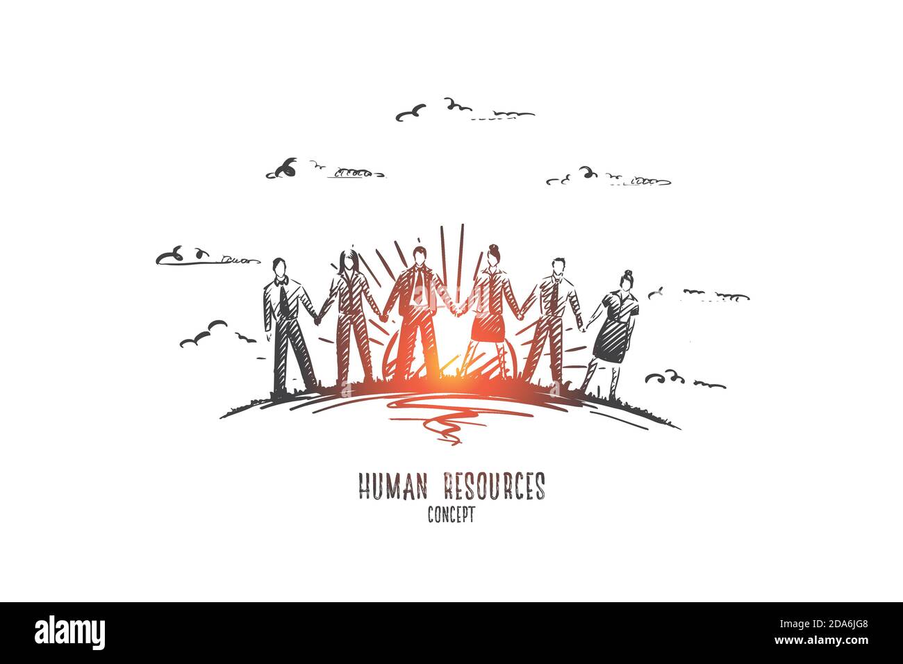 Human resources concept. Hand drawn isolated vector Stock Vector Image ...