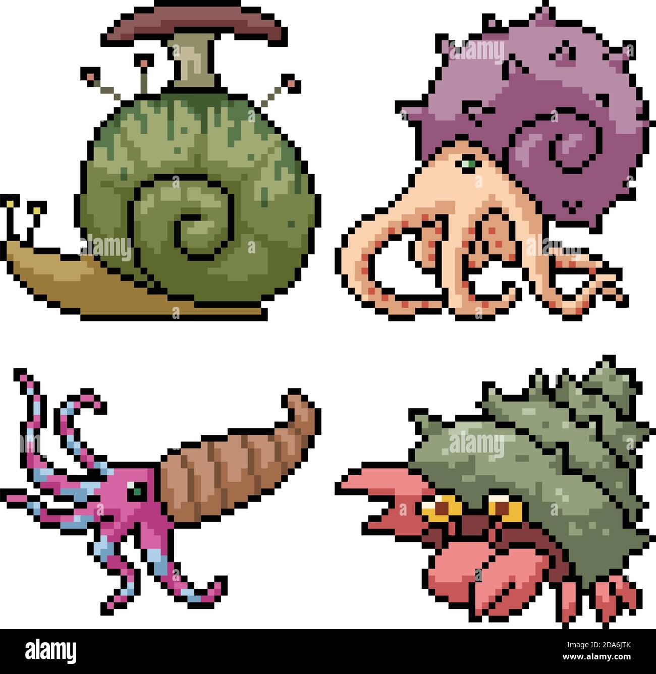 pixel art set isolated shell monster Stock Vector Image & Art - Alamy
