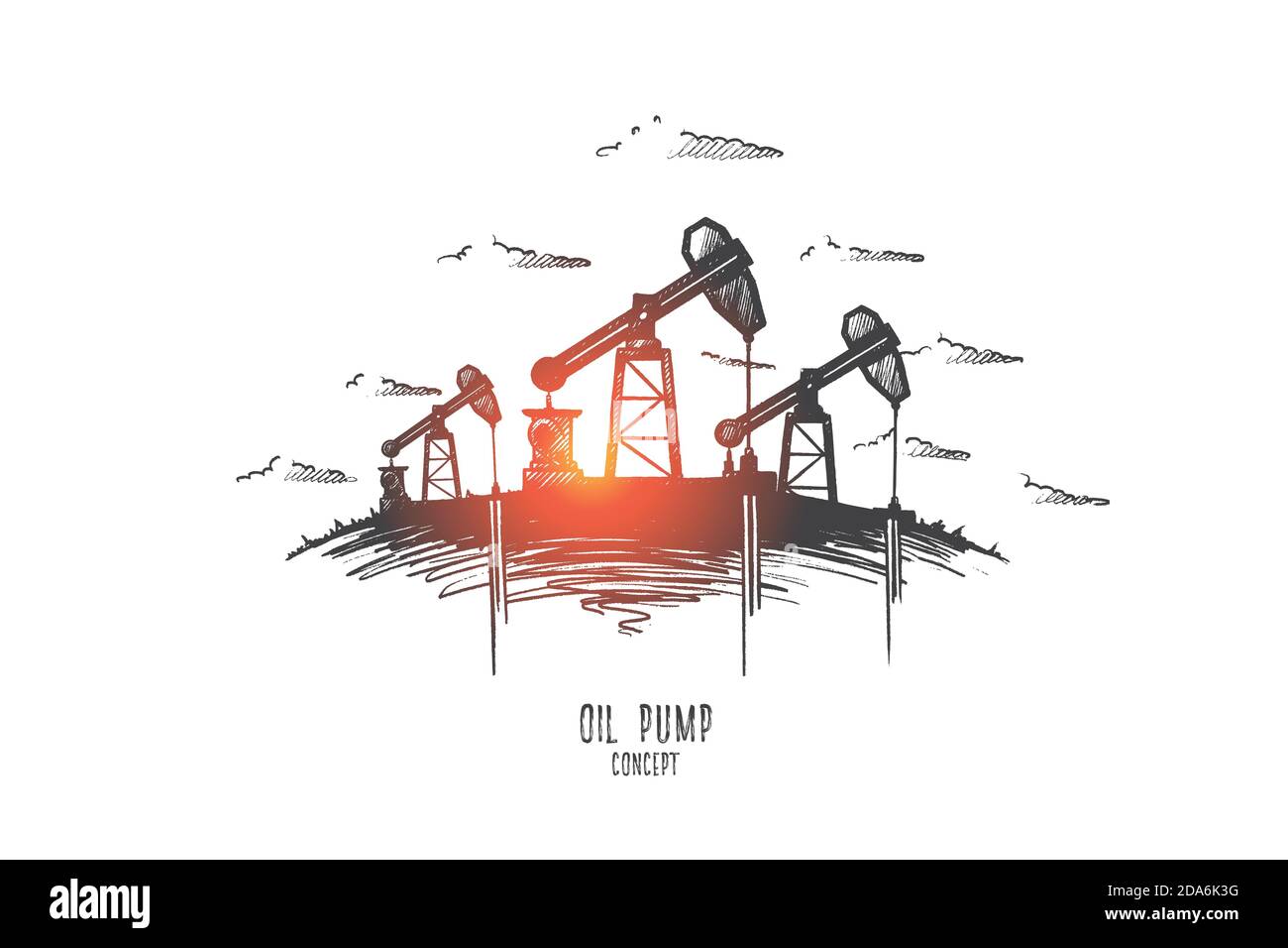 Oil pump concept. Hand drawn isolated vector Stock Vector Image & Art ...