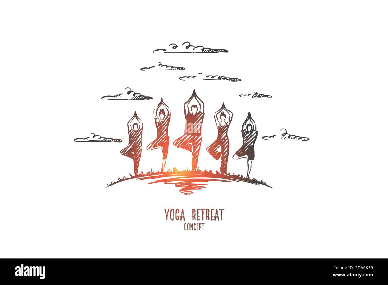 Yoga retreat concept. Hand drawn isolated vector Stock Vector Image ...